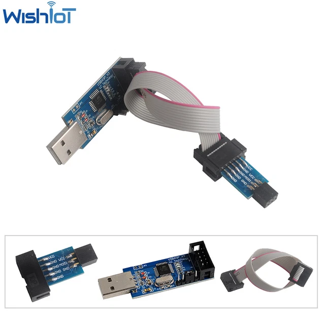 USBASP USBISP AVR Programmer USB Adapter + 6 to 10 Pin IDC ISP ...