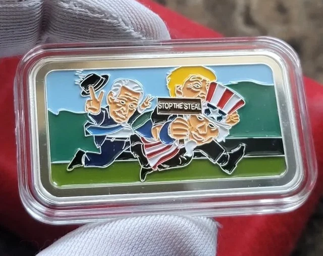 DONALD TRUMP, ROGER Stone & Uncle Sam - 1oz .999 Fine Silver Enameled ...