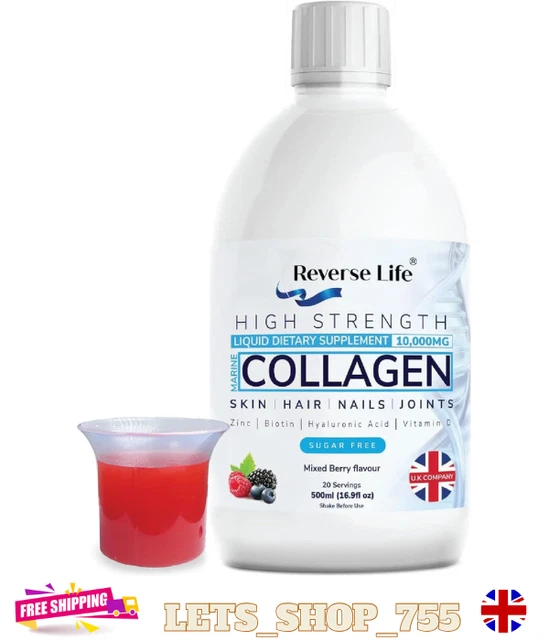 LIFE HIGH STRENGTH Marine Collagen for Skin, Hair, Nails Mix Berry Flavour 500ml £24.00 ...