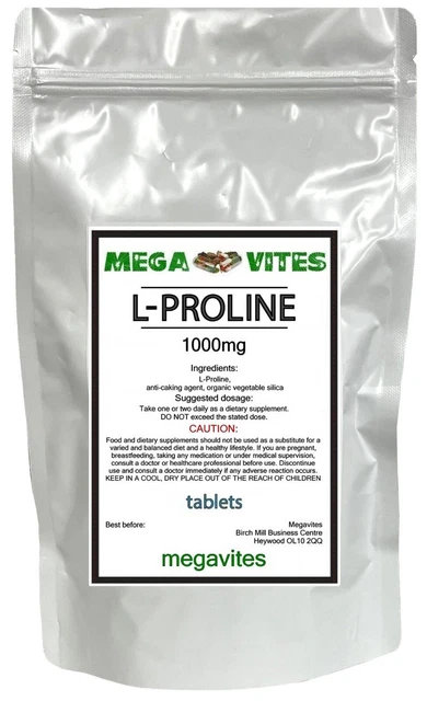 L-PROLINE TABLETS 1000MG x 30 - COLLAGEN, CARTILAGE, SKIN, JOINTS ...