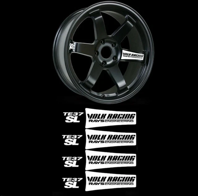 4 X VOLK Racing TE37 SL Wheel Rays Engineering Rim Decal Sticker White ...