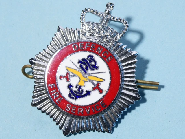 VINTAGE ENAMEL DEFENCE Fire Service Cap Badge Revised especially for EX ...