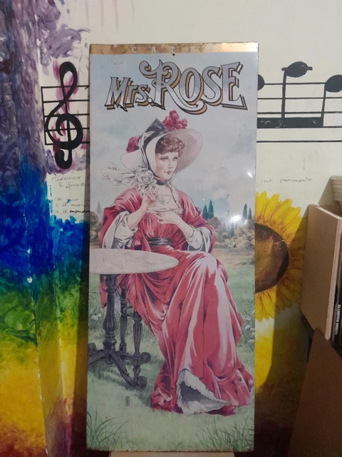 TARGA PUBBLICITARIA CAFFE' Mrs. ROSE RARA TABELLA INSEGNA NO SMALTATA O ...