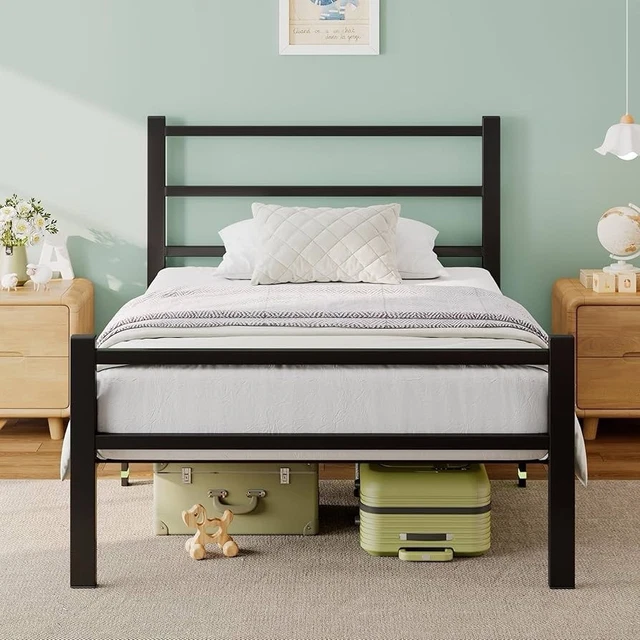 FEONASE METAL SINGLE Bed Frame With Stylish Headboard And Footboard ...