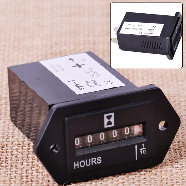 AC 100-250V ENGINE Generator Sealed Hour Meter Counter Timer 6 Digit ...