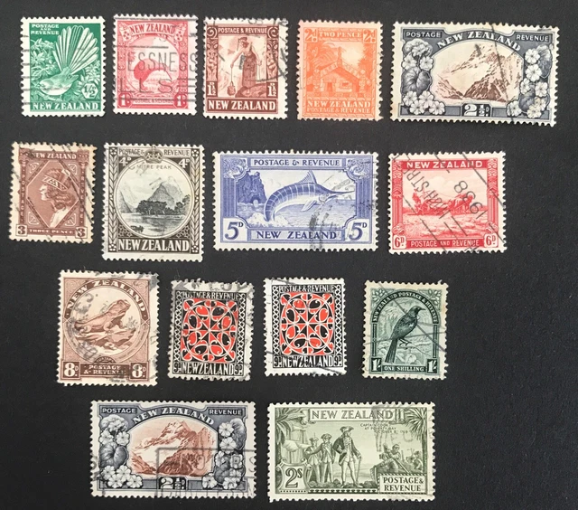 NEW ZEALAND 1935 Pre-Decimal "Pictorials" full set of 15 Used Stamps £18.96 - PicClick UK