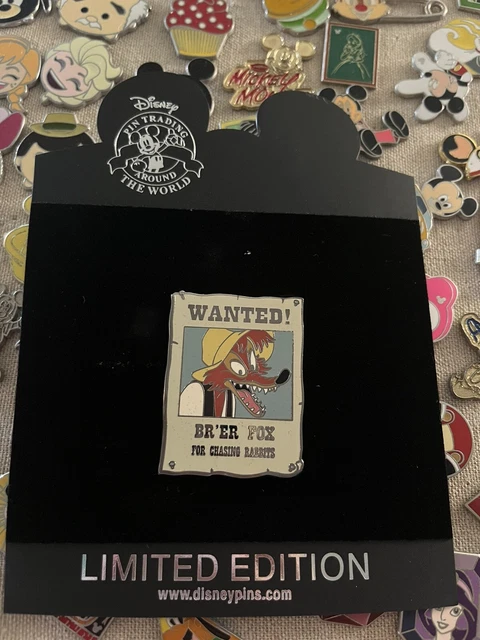 RARE SPLASH MOUNTAIN Disney Wanted poster Br’er fox LE 250 Pin. Villian ...