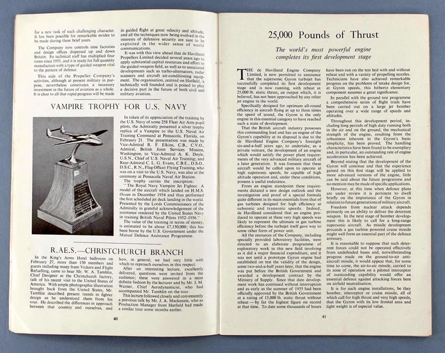 DE HAVILLAND ENTERPRISE April 1957 Vintage Staff Magazine Chester ...