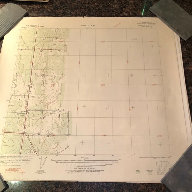 ANTIQUE MILITARY MAP War Dept 1940 Zone G Mt Rainier Highway Ft Lewis ...
