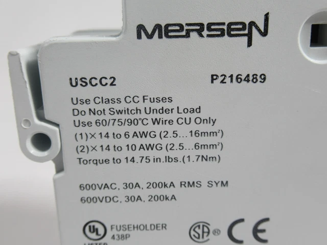 MERSEN FERRAZ SHAWMUT USCC2 Fuse Holder 30A 600V 2-Pole USED $11.69 ...