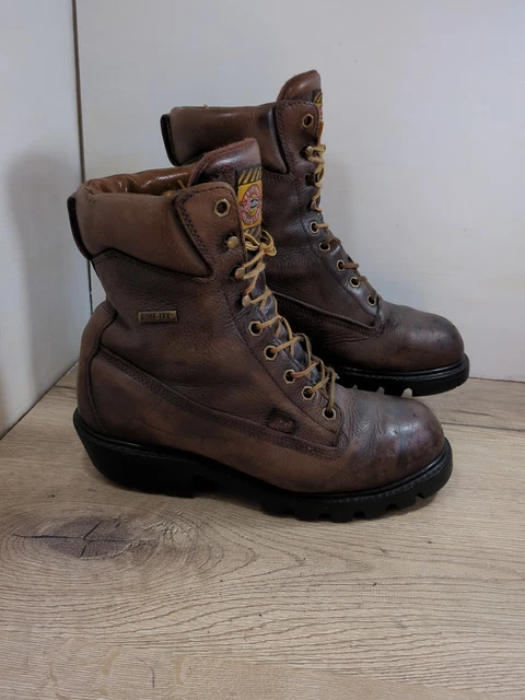 JUSTIN WORK BOOTS- 7.5 UK- Steel Toe- Gore- Tex- Great Soles- Damage ...