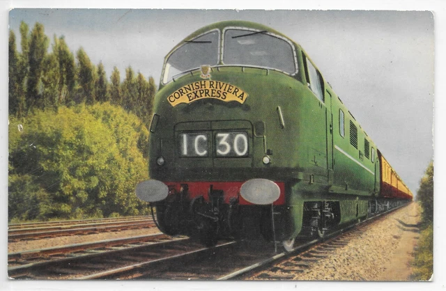 RAILWAY PPC &CORNISH RIVIERA EXPRESS" c1950-60 DIESEL LOCOMOTIVE ...
