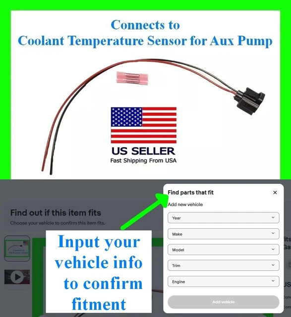 FITS JEEP AUXILIARY Coolant Water Pump Temperature Sensor Connector ...