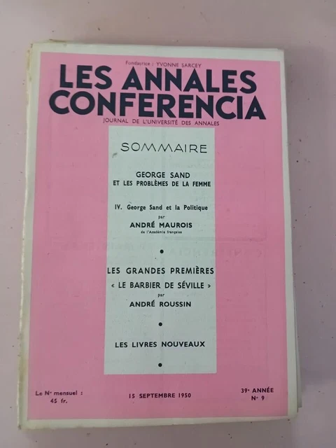 REVUE LES ANNALES des lettres françaises Ancienne série N° 9 - 1950 ...