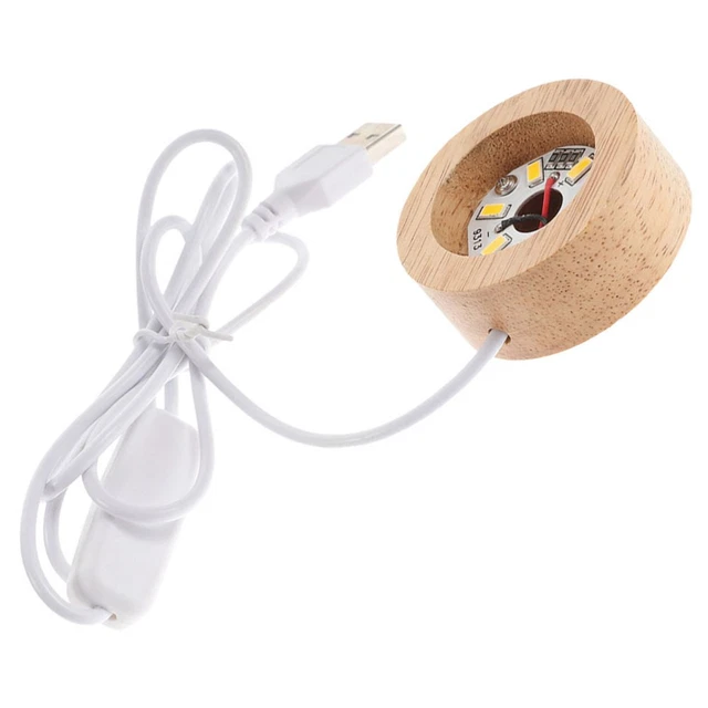 WOODEN LED DISPLAY Base Mini Round Lighted Base For Crystal Ball Glass ...
