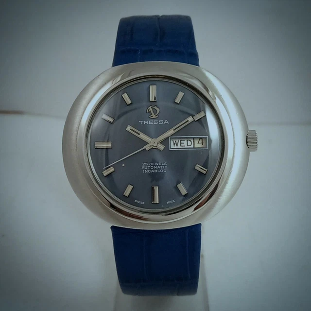 TRESSA AUTOMATIC INCABLOC 25 Jewels Day/Date Swiss Made Men's Steel Wrist Watch £193.15 ...