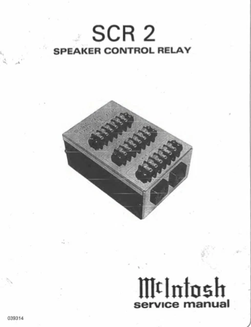 MCINTOSH SCR-2, SCR2 Schematic Service Manual Repair Circuit Diagram ...