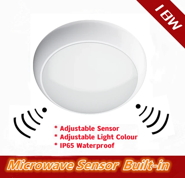 18W LED BULKHEAD Wall & Ceiling Light, IP65 Waterproof, CCT, Sensor / Emergency £25.00 - PicClick UK