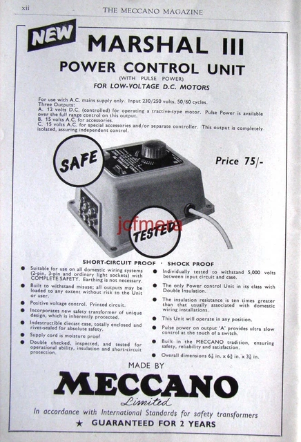 1960 CONSTRUCTION SETS AD Marshal 3 Power Control Unit #1 - Meccano ...