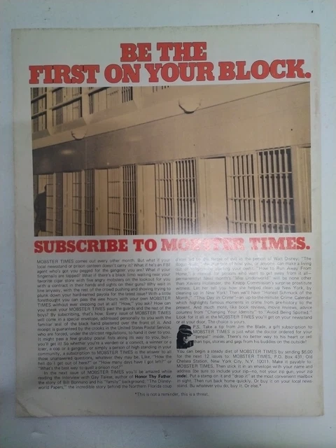 VINTAGE AUG 1972 MOBSTER TIMES Magazine #1 Mafia Gangster Al Capone ...