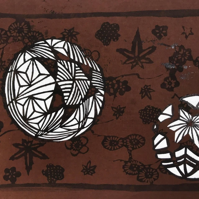 ANTIQUE JAPANESE KATAGAMI Paper Kimono Stencil Katazome Temari Fabric ...