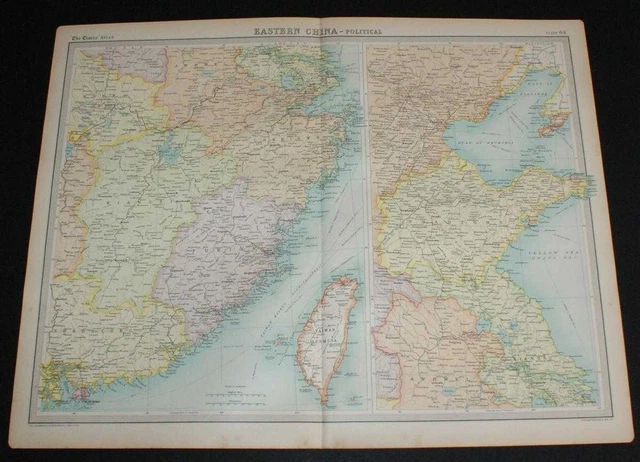 MAP OF EASTERN China from 1920 Times Survey Atlas; Hankow, Anking ...