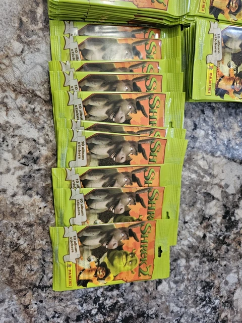LOT OF 100 Shrek 2 Movie Panini 2004 Sticker Packs Sealed 10 Stickers ...