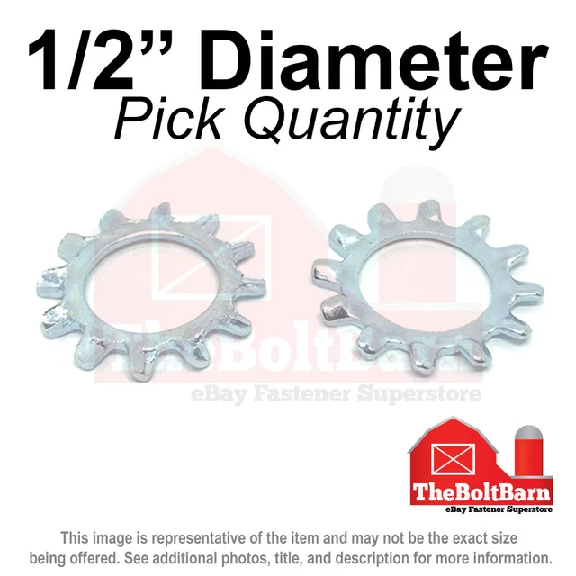 1/2& EXTERNAL TOOTH Star Lock Washer Low Carbon Steel Zinc Plated(Pick ...