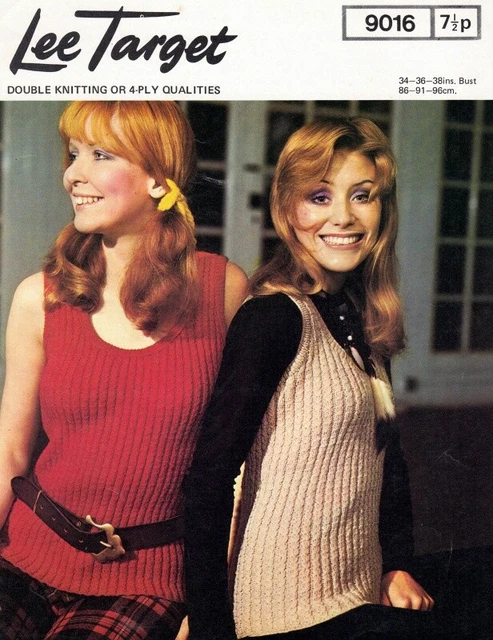 VINTAGE LEE-TARGET KNITTING Pattern 9016: Lady's Mock Cable Slipover £2 ...