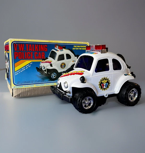 VINTAGE VW VOLKSWAGEN Beetle Battery Operated Talking Police Car - Made ...