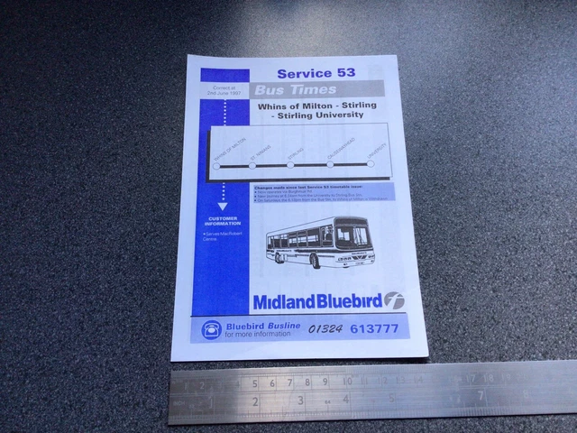 FIRST MIDLAND BLUEBIRD Scottish Bus Group Route 53 Timetable June 1997 ...