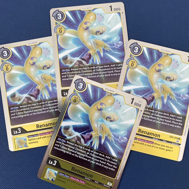 DIGIMON TCG RENAMON Digital Hazard EX2- 019 Rare x4 Playset Deck Yellow ...