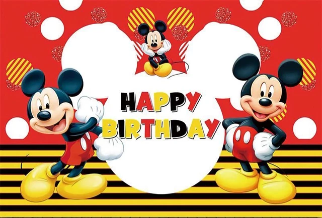 MICKEY MOUSE HAPPY Birthday Backdrop Banner Photography Background ...