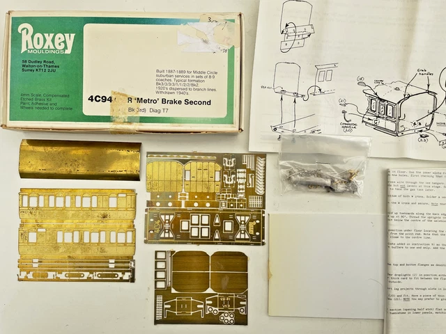ROXEY GWR METRO Brake 2nd 4 Wheel etched brass coach kit 4mm Finescale ...