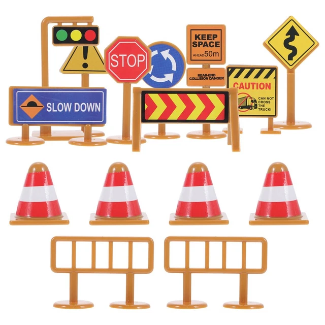 10 SETS MINI Traffic Road Signs Traffic Road Fences Toys Kids Pretend ...