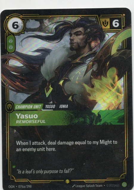 LEAGUE OF LEGENDS Riftbound English Yasuo - Remorseful - OGN 076a/298 ...