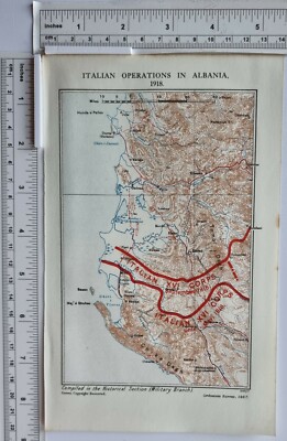 WW1 MAP ITALIAN Operation In Albania 1918 Italian Xvi Corps Berat Tomor ...