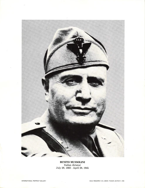 PORTRAIT DE BENITO Mussolini par International Portrait Gallery 1968 ...