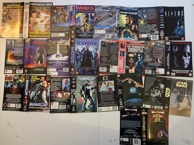 SCI FI BUNDLE VHS Video Tape Sleeves /covers, Aliens, ET, Robocop ...