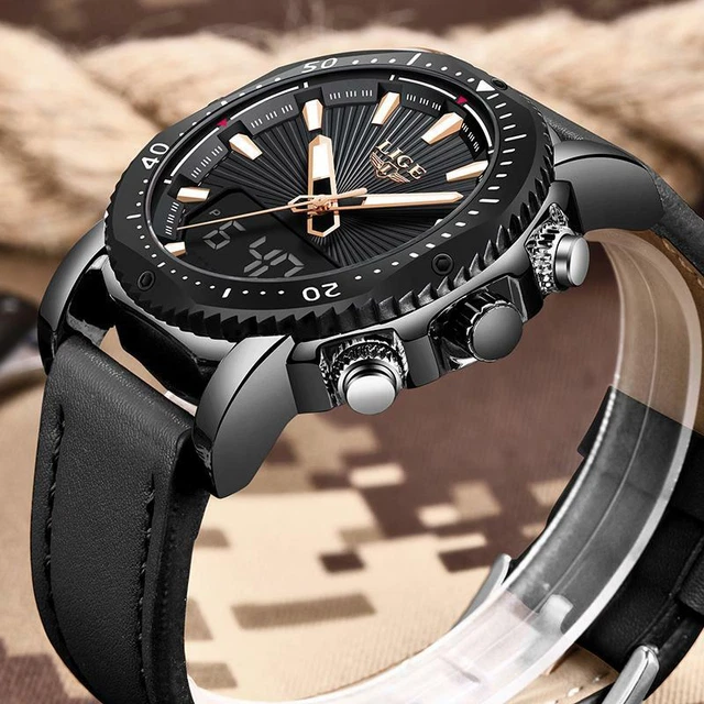 TOP LUXURY BRAND LIGE Military Quartz Mens Wristwatches LED $391.51 ...