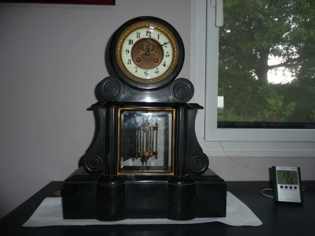 BLACK MARBLE NOTARY CLOCK MOVEMENT "BROCOT" NAPOLON III 130 euros £115. ...