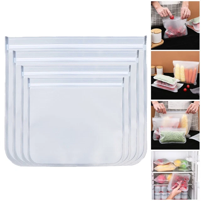 RÉUTILISABLE SILICONE ALIMENTAIRE Eva Sac Rangement Congélateur Joint ...