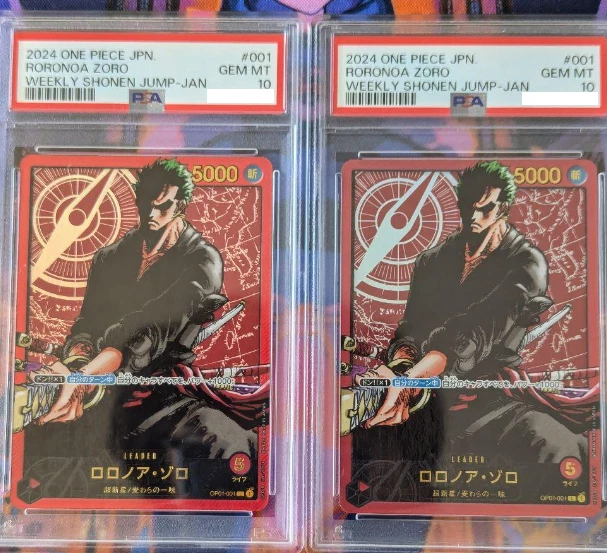 PSA 10 ONE Piece Roronoa Zoro OP01-001 Gold Text Leader LECAFIG Jump ...