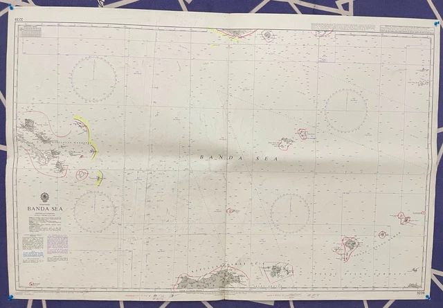 AMMIRAGLIATO 3239 INDONESIA Banda Mare Vintage Mappa Antico Marino Nave ...