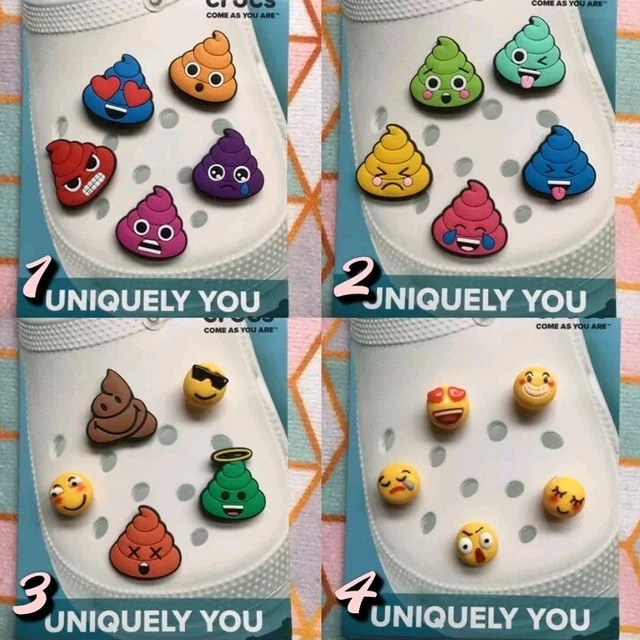 CROCS HANDMADE JIBBITZ 5pc Poop Emoji Smiley Emoticon Shoe Charms Set