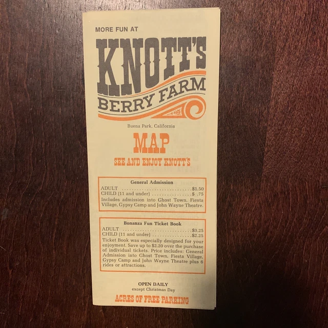1970'S KNOTTS BERRY Farm Map Information Brochure Buena Park CA ...