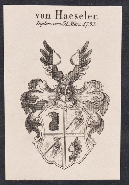 HAESELER WAPPEN BLASON Héraldiques Généalogie Gravure 182 314282 EUR 15,18 - PicClick FR