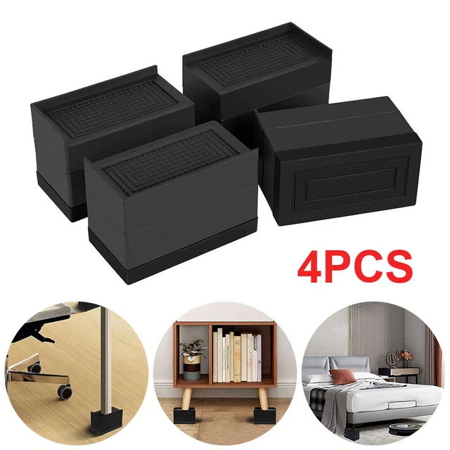 4X HEAVY DUTY Rectangle Bed Chair Risers Feet Leg Lift Furniture Extra ...