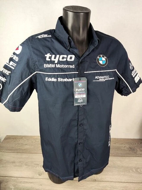 MAGLIETTA COLLETTO UFFICIALE BMW Motorrad Tyco Racing Team Uomo Navy ...
