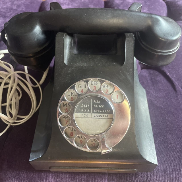 STUNNING VINTAGE GPO BLACK BAKELITE TELEPHONE Art Deco Retro Antique ...